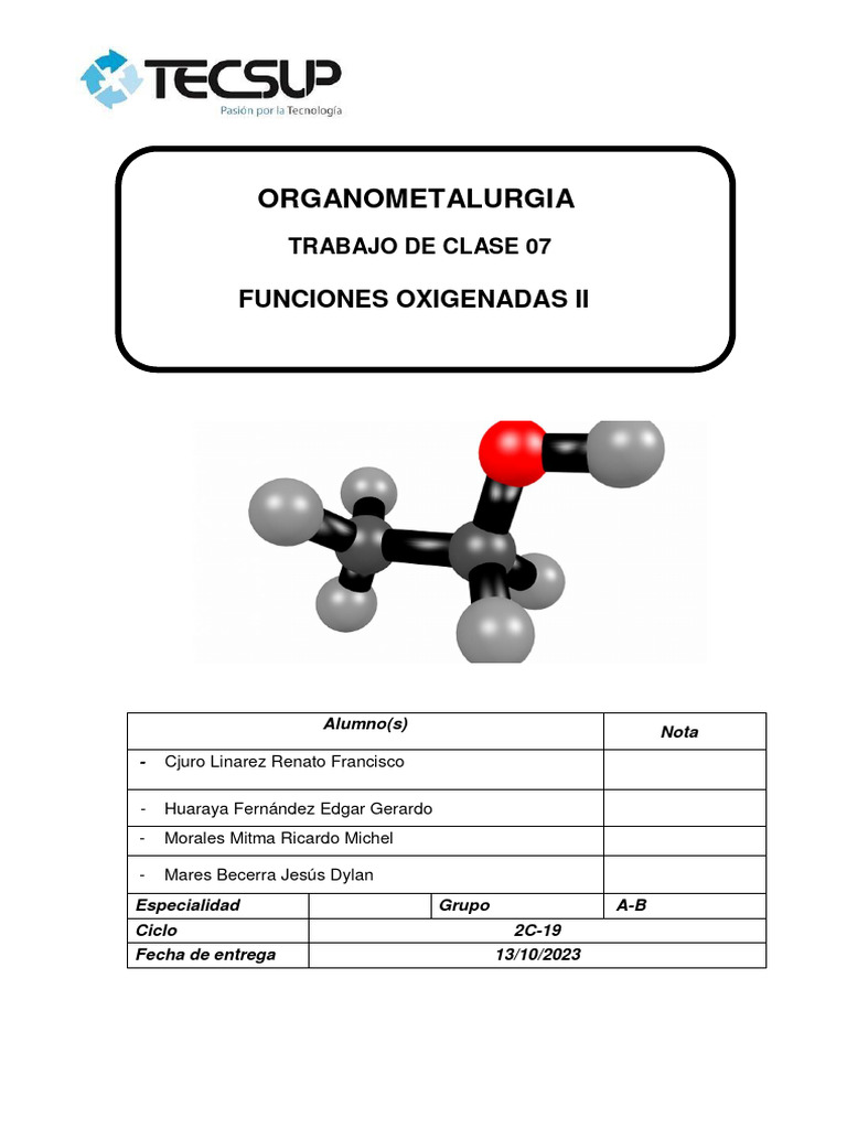 Trabajo de Clase 07-Organometalurgia | PDF
