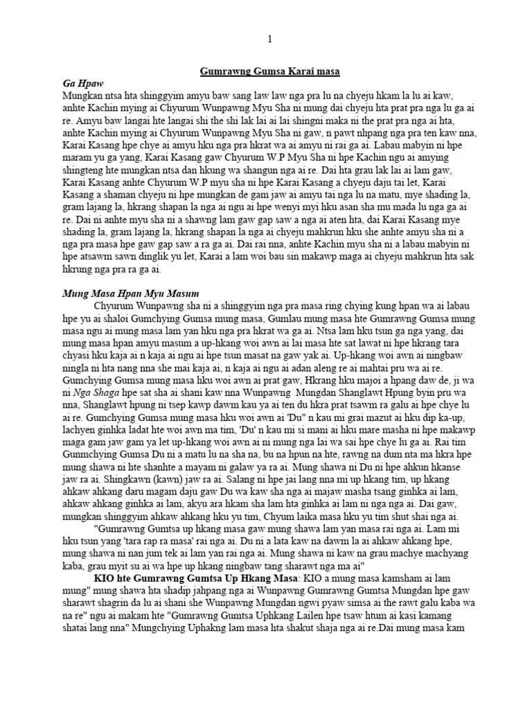 Gumrawng Gumsa Karai Mas | PDF