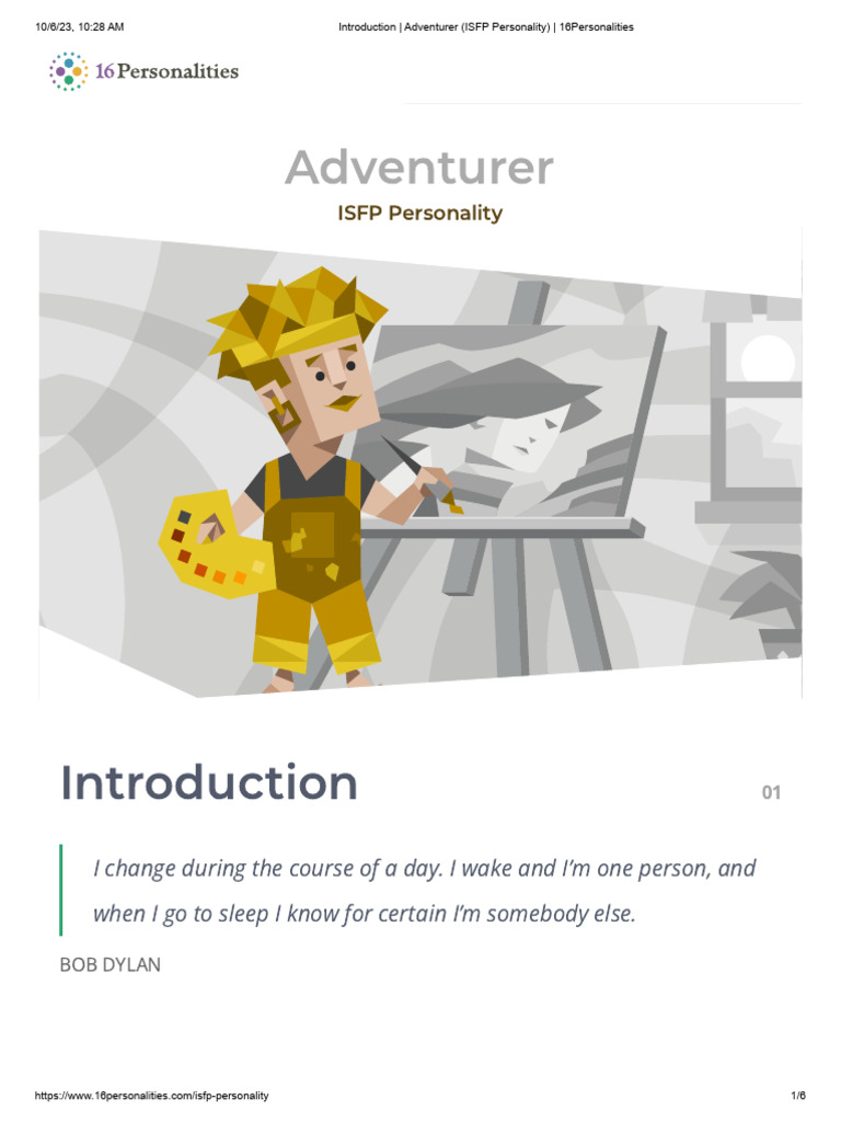 Introduction Adventurer ISFP Personality 16personalities | PDF