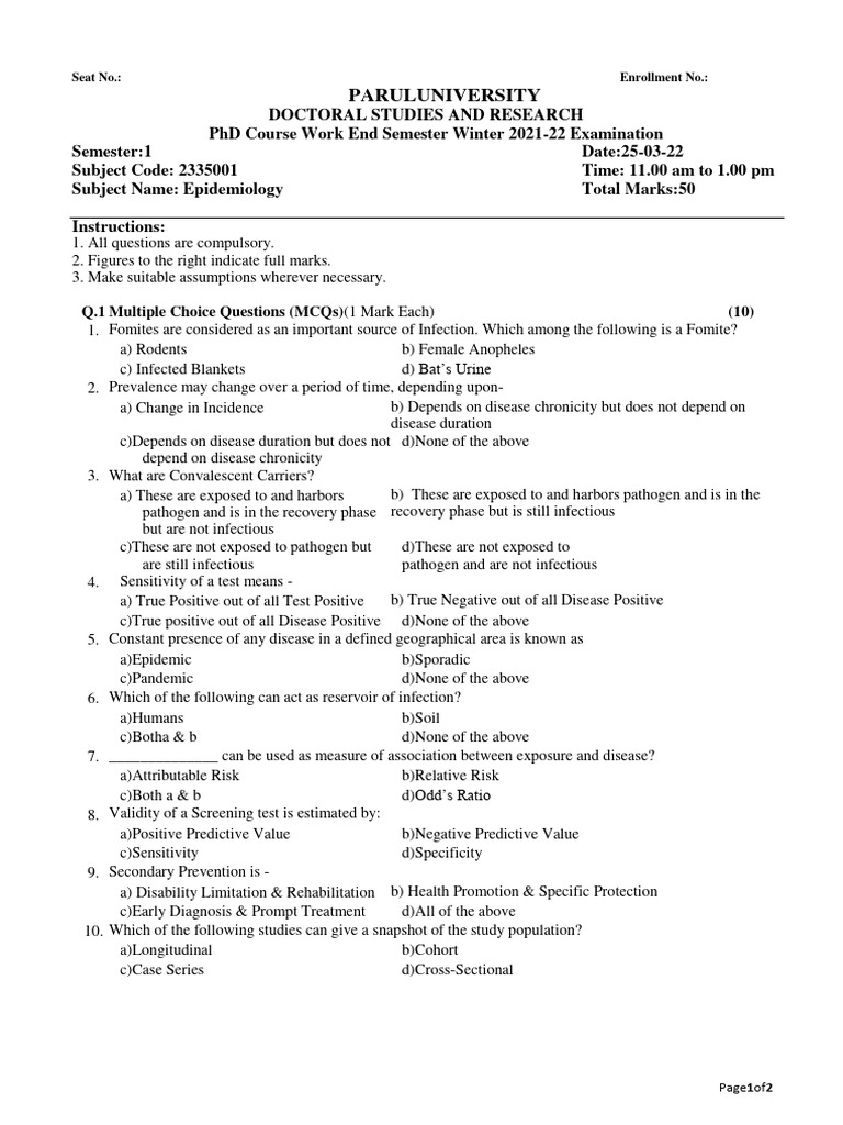 Paruluniversity: Q.1 Multiple Choice Questions (MCQS) (1 Mark Each) | PDF