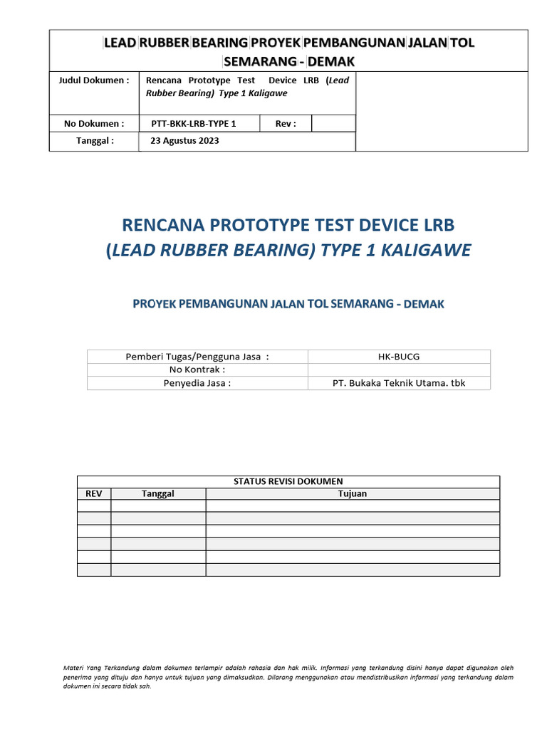 Prototype Test LRB Type 1 | PDF