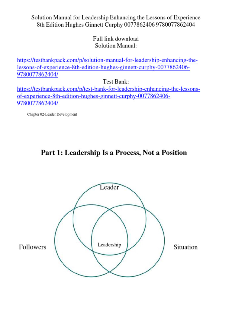 Solution Manual For Leadership Enhancing The Lessons of Experience 8th ...