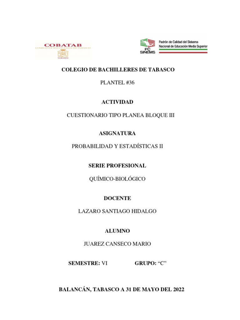 Act Cuestionario JCM 6a Pye | PDF