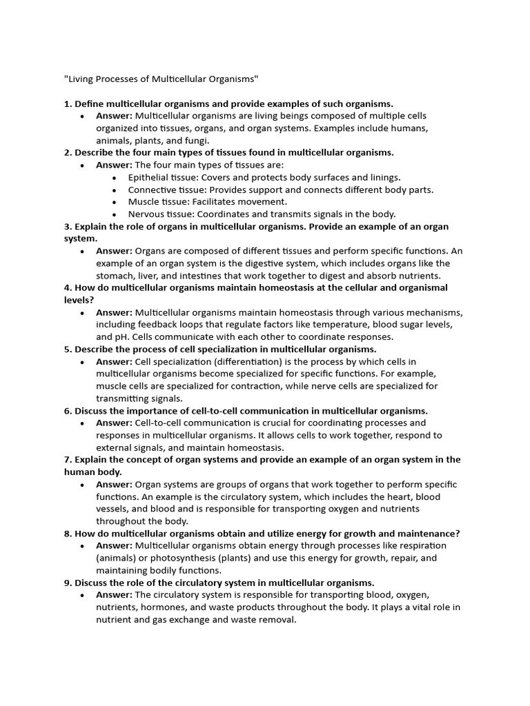 Understanding Multicellular Organisms | PDF
