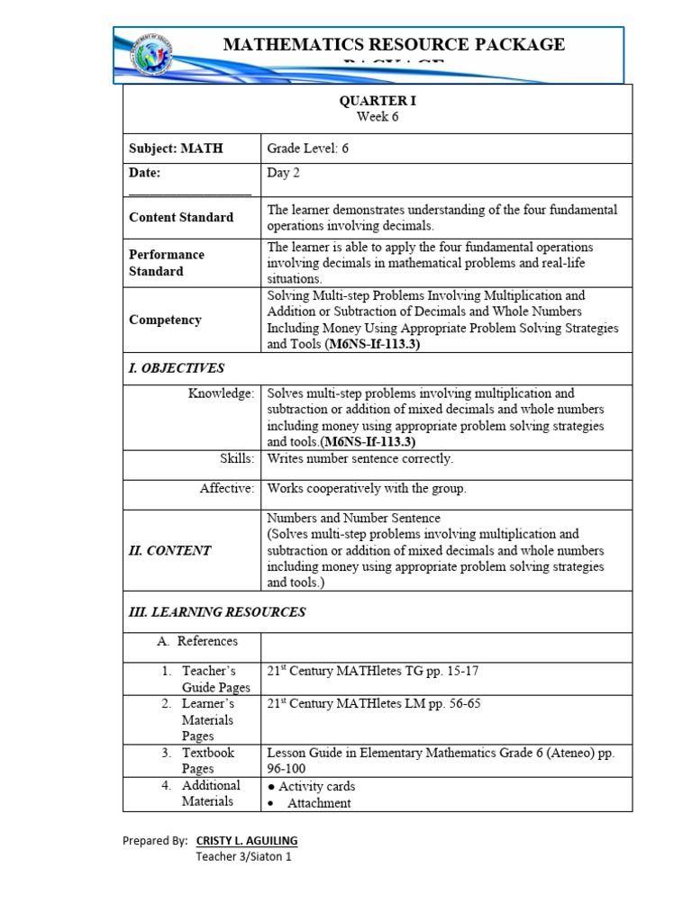 Decimals: Multi-Step Problem Solving | PDF