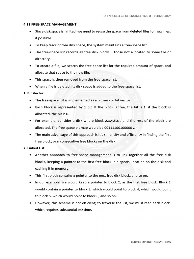 Free-Space Management in Operating Systems | PDF