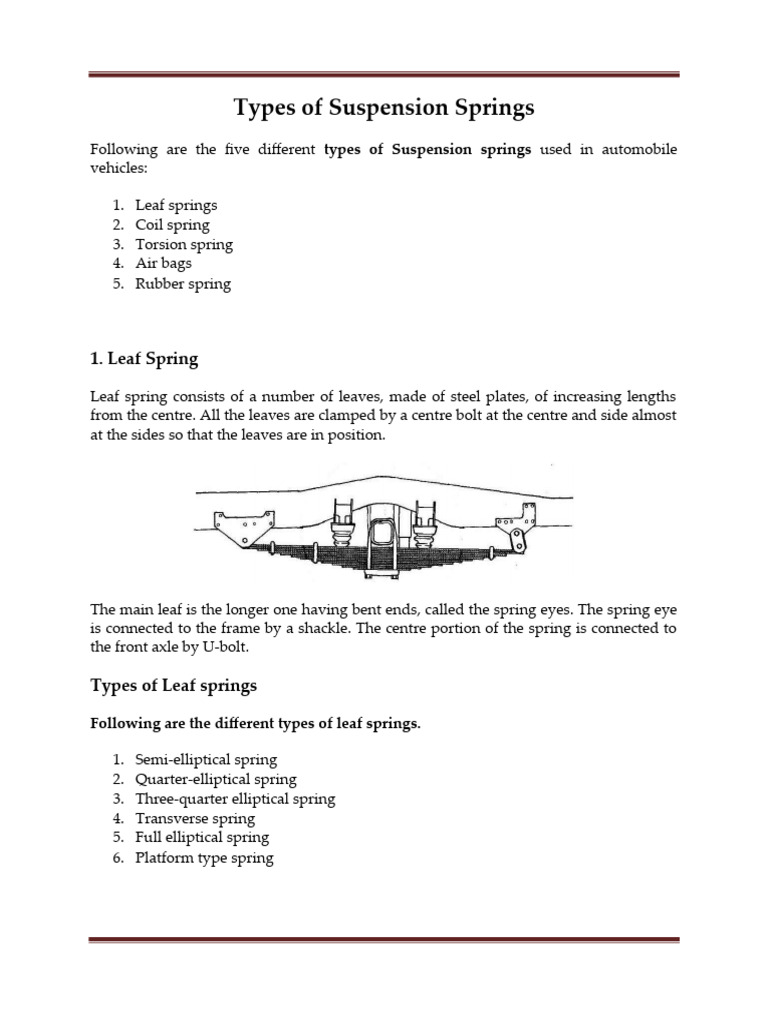 Types of Suspension Springs | PDF