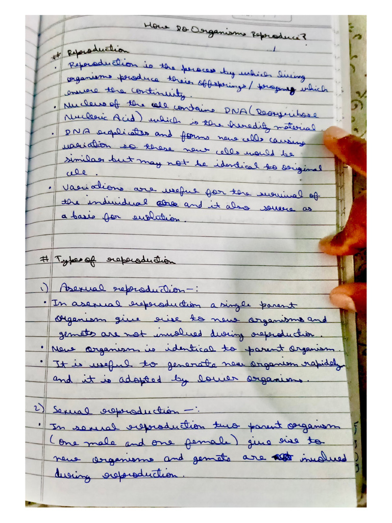 Reproduction Notes Class 10th | PDF