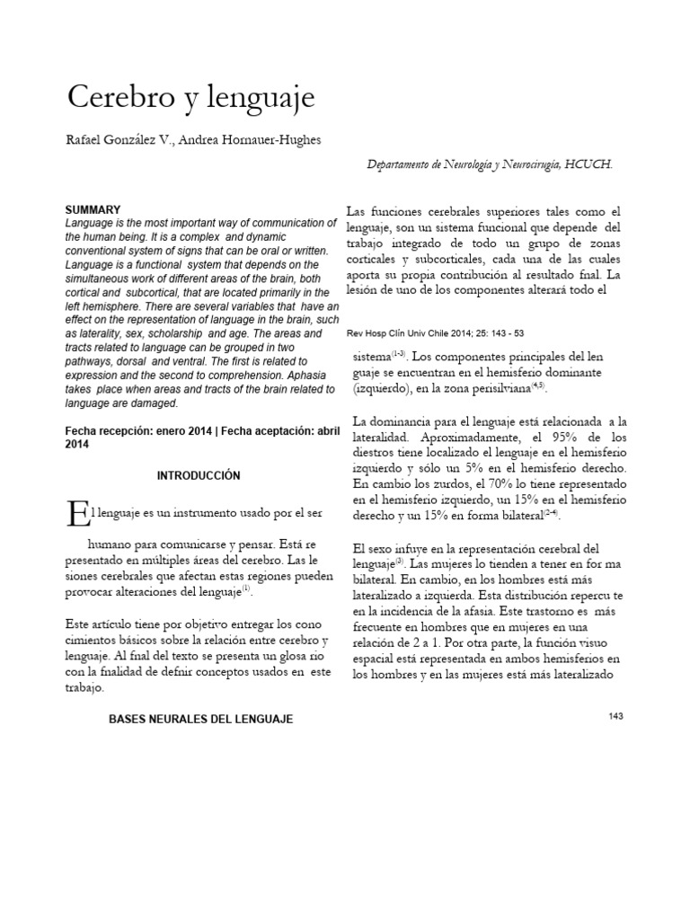 Cerebro y Lenguaje | PDF