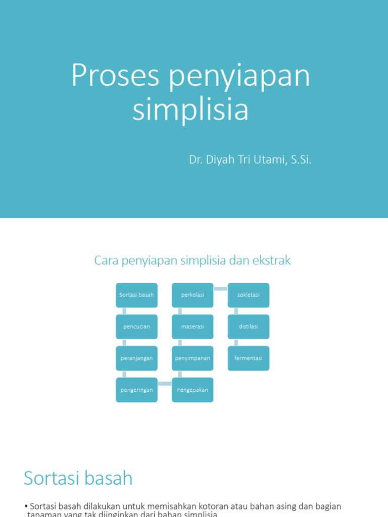 Proses Penyiapan Simplisia 1 | PDF | Griya & Taman | Sains & Matematika