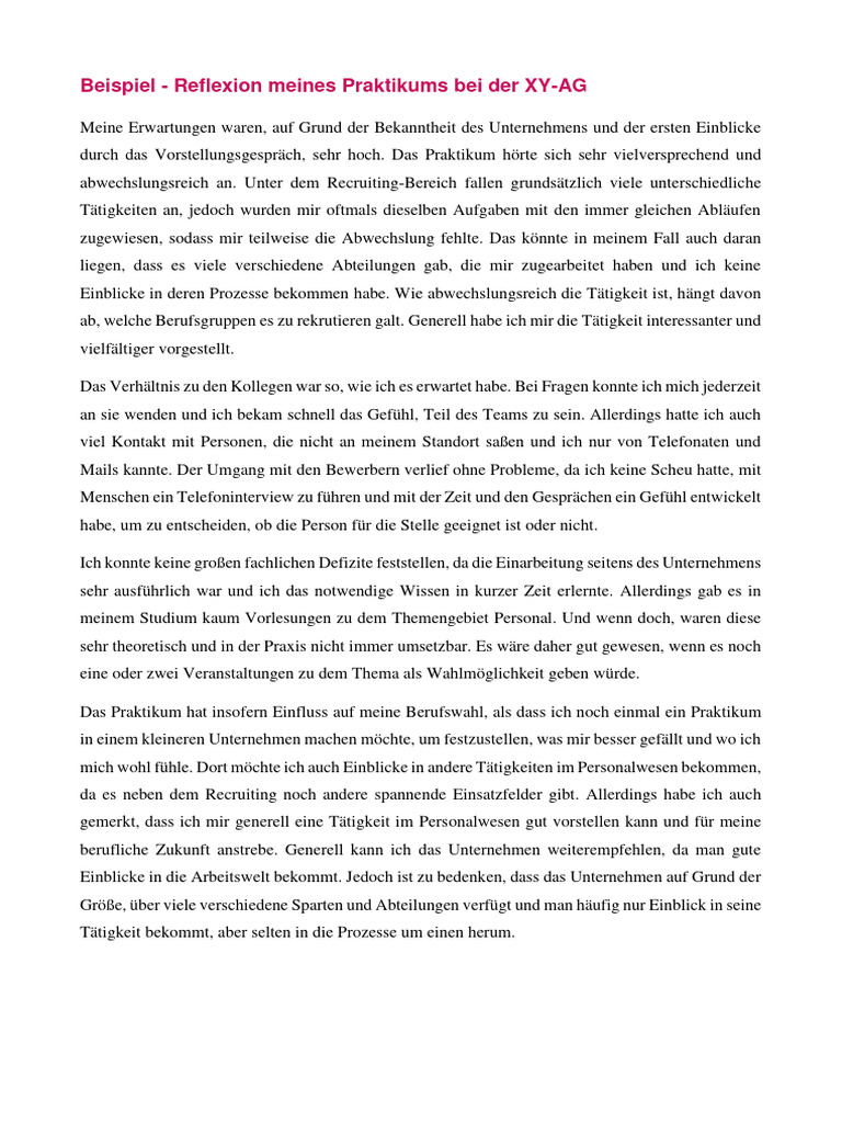 Reflexion Beispiel | PDF