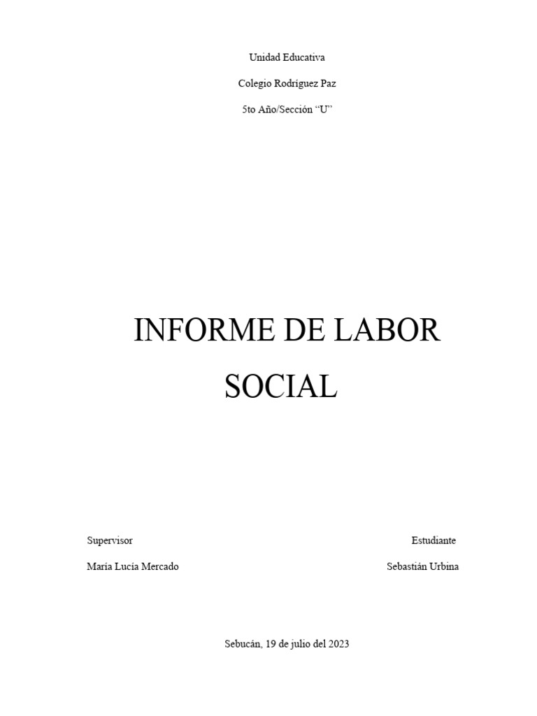 Informe de Labor Social | PDF