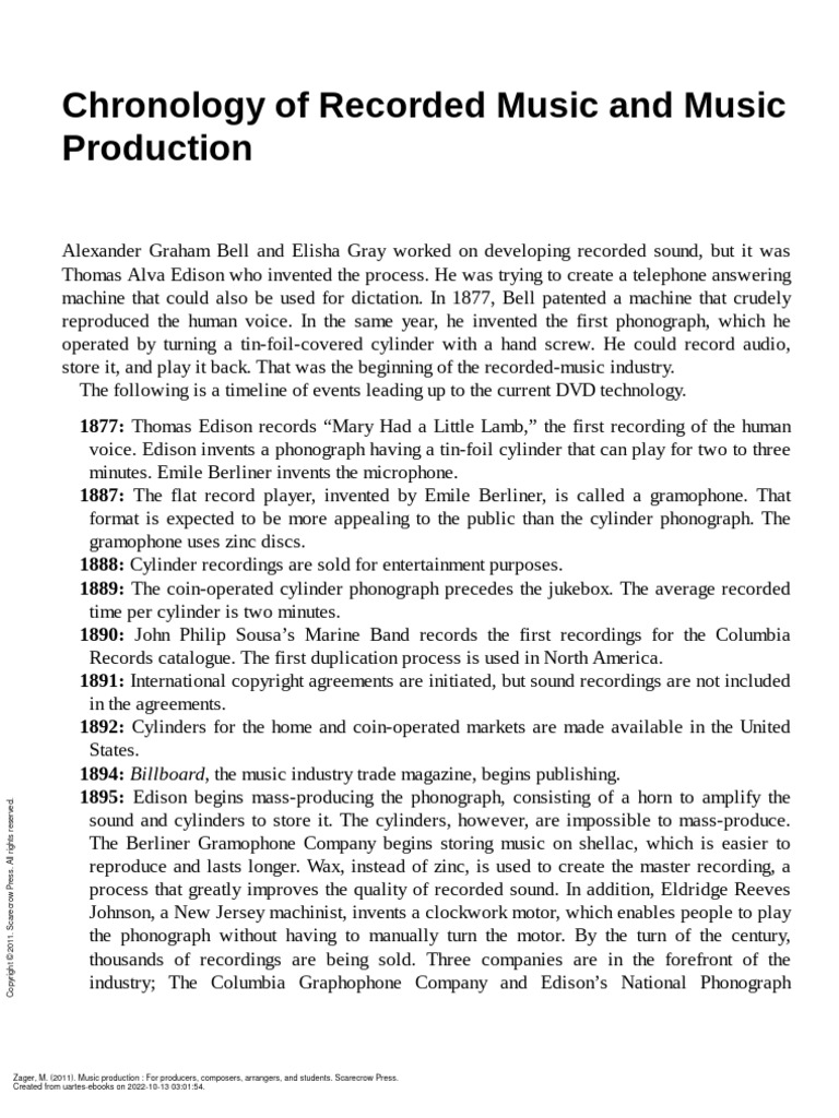 Music Production For Producers, Composers, Arrange... - (Chronology of ...