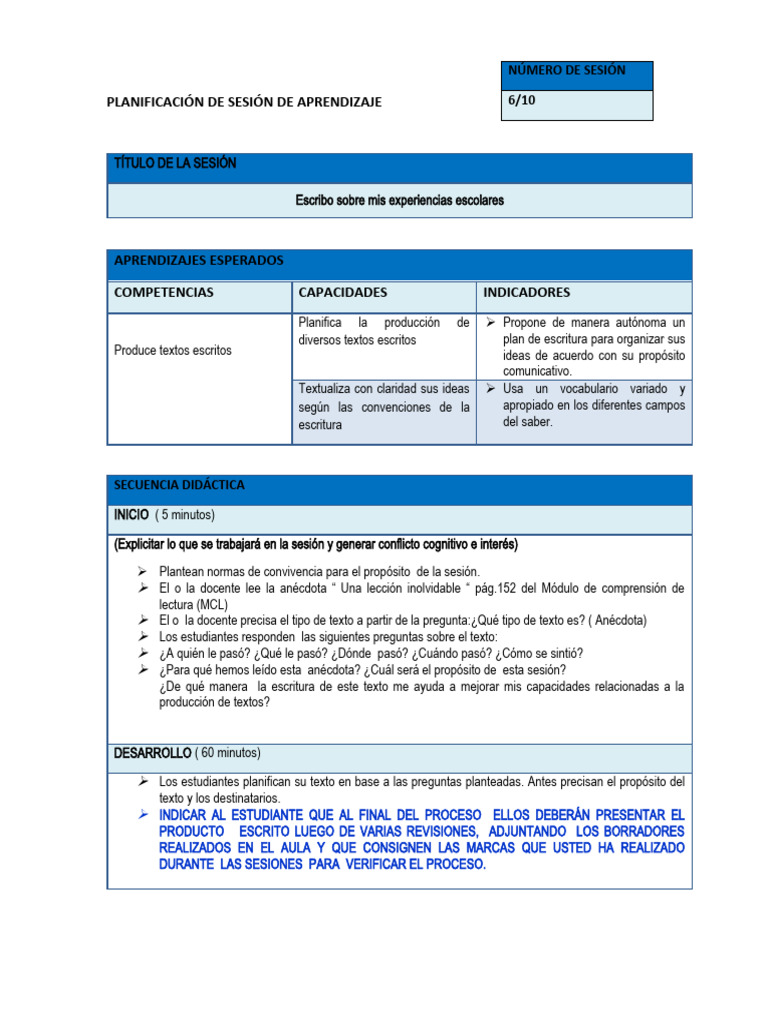 SESIÓN JEC DE COMUNICACIÓN DE PRIMERO DE SECUNDARIA | PDF