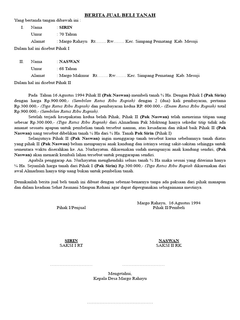 Berita Acara Pertanahan | PDF