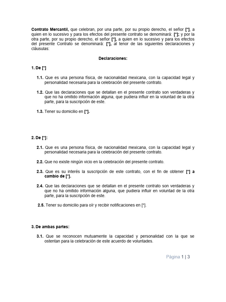 Machote de Contrato Atípico Mercantil | PDF | Derecho | Finanzas y dinero