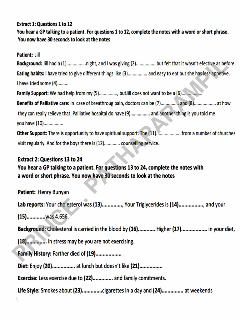 Jill Oet Listening Test Practice | PDF