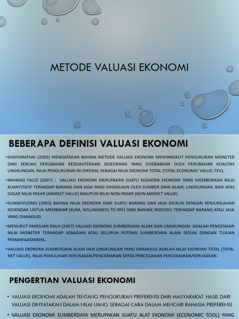 Metode Valuasi Ekonomi | PDF Metode Valuasi Ekonomi | PDF