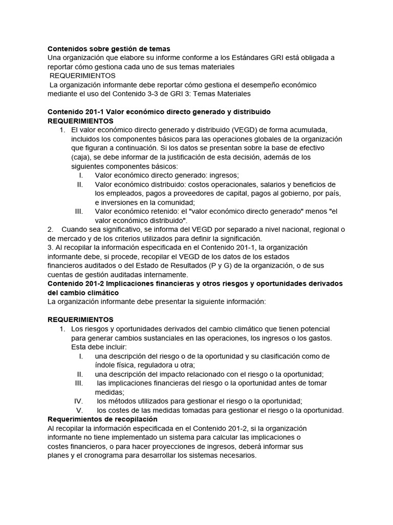Gestión de Temas Materiales GRI 200 | PDF