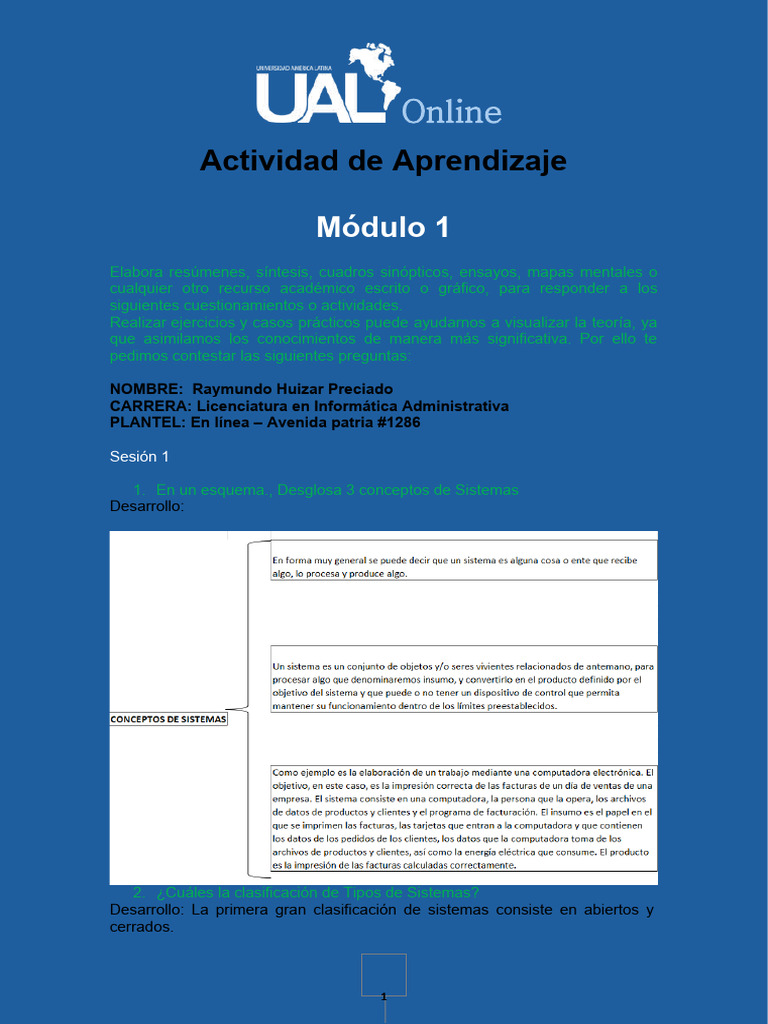 Actividad de Aprendizaje M1 | PDF