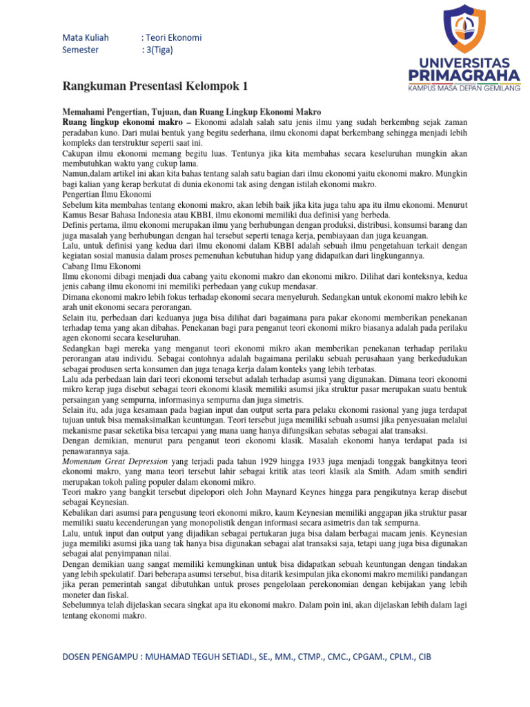 Rangkuman Presentasi Kelompok 1 | PDF