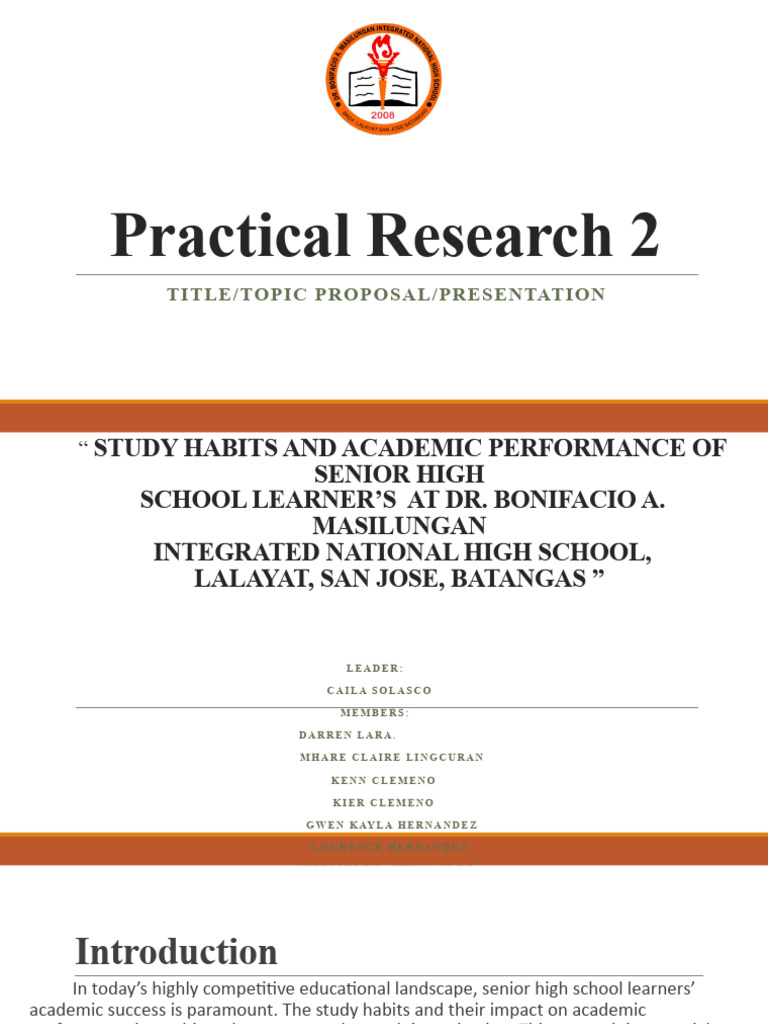 Practical Research 2 Topic Proposal Presentation | PDF | Learning ...