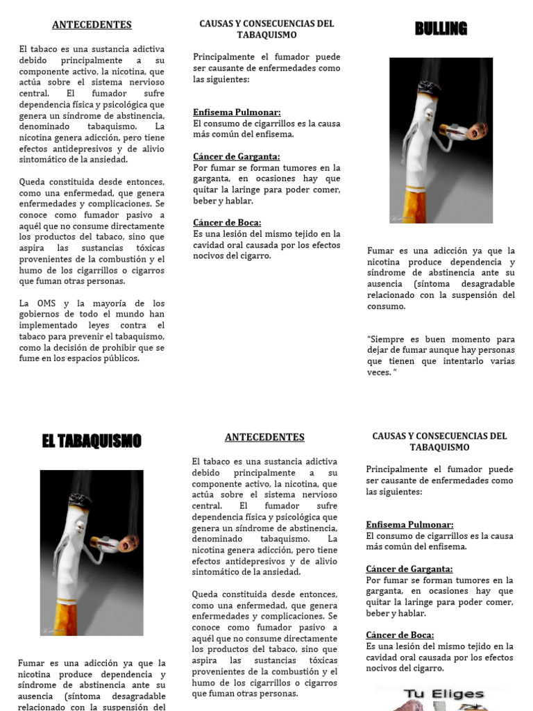 Triptico Tabaquismo | PDF