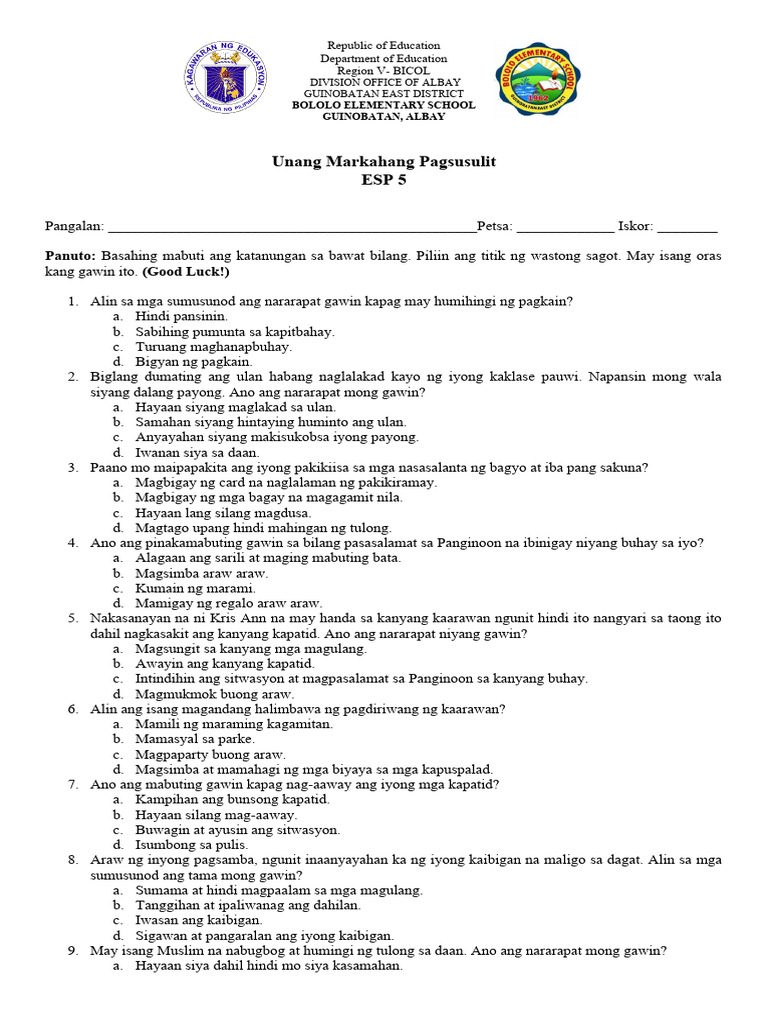 PT - Esp 5 - Q1 | PDF
