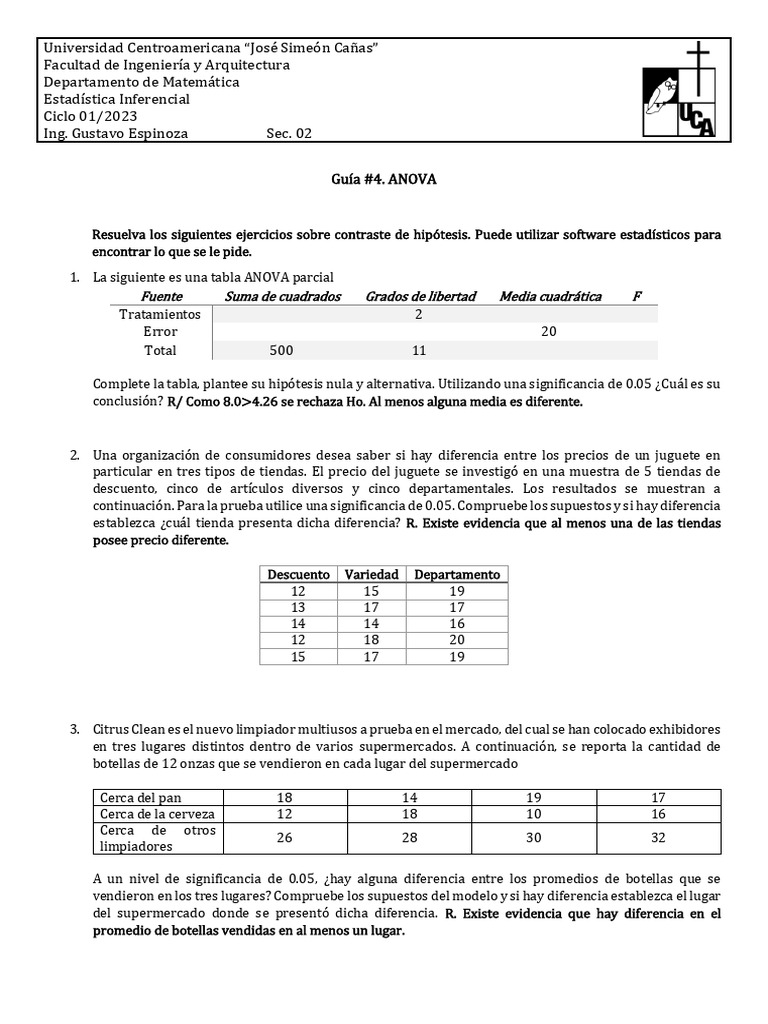 Guía #4. Anova | PDF
