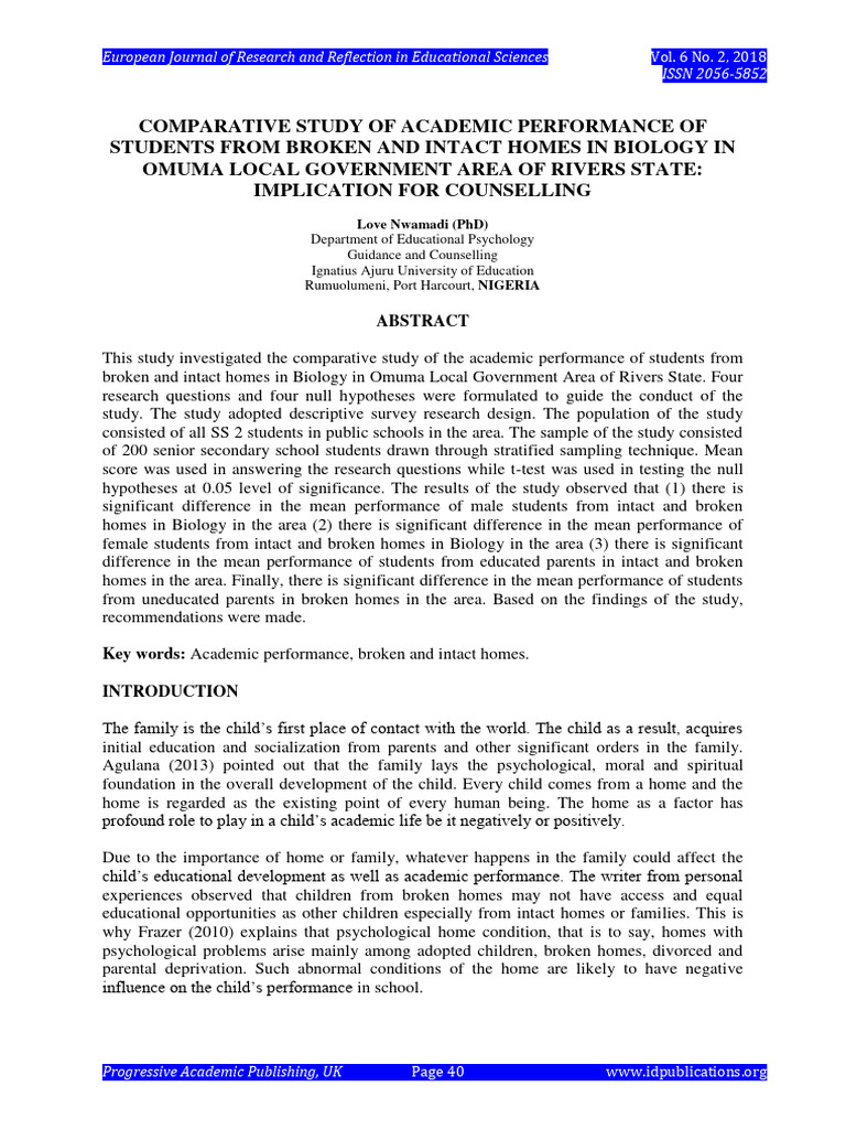 Impact of Home Structure on Student Performance | PDF | Wellness