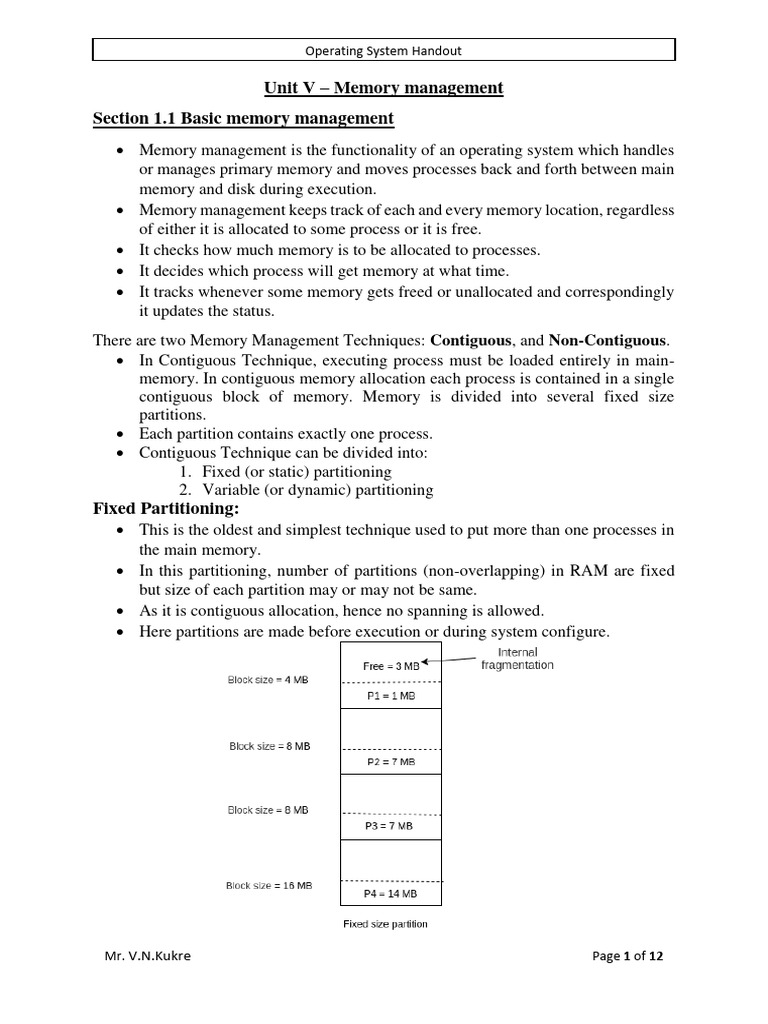 Memory-Management - Unit 5 | PDF