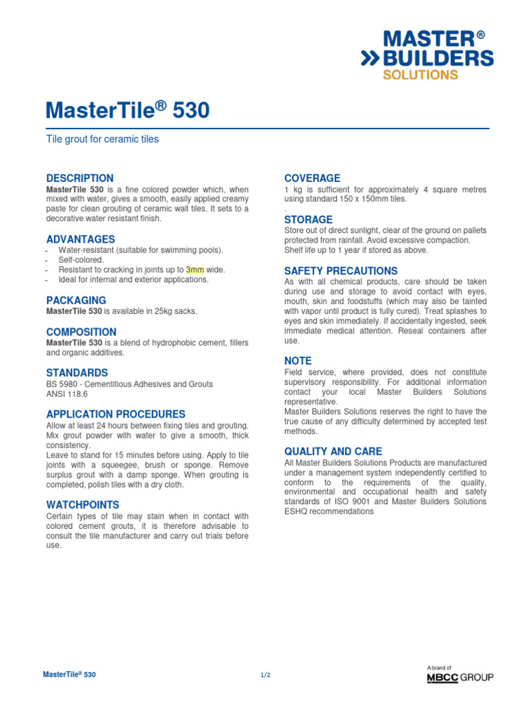 Mastertile 530 - Tds | PDF