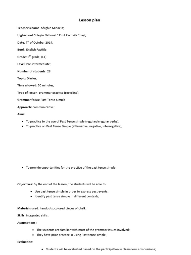 Lesson Plan 6th Grade | PDF