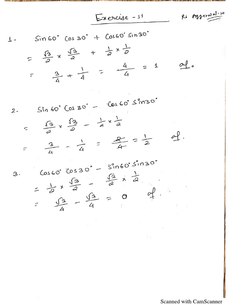Ex11 Q1 To Q9 Rs Aggarwal Class 10 Pdf