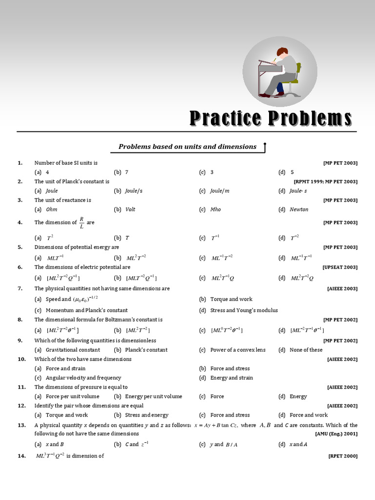 Unit Dimensions and Measurement (Practice Problem) | PDF