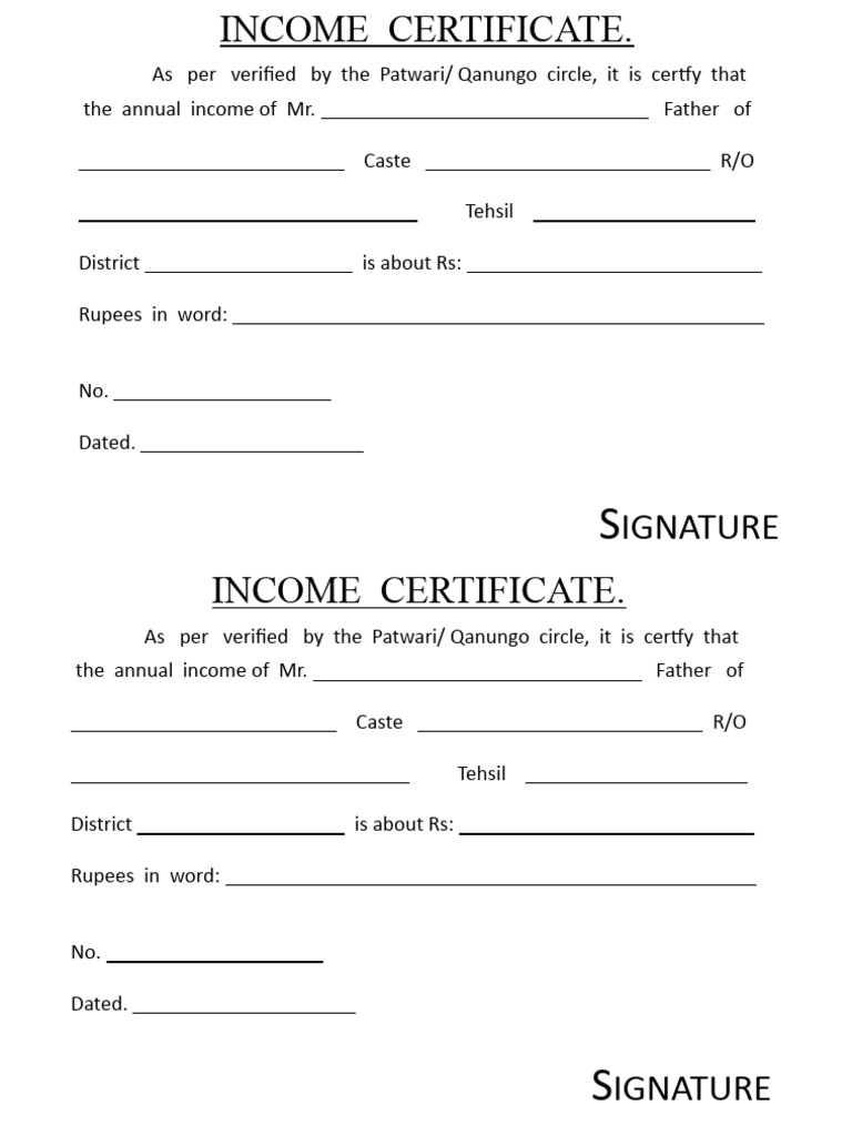 Income Certificate | PDF
