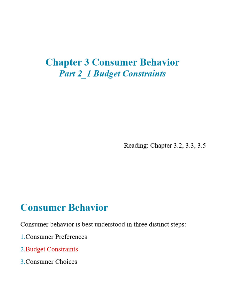 Ch3 - Part 2 - 1 Budget Constraints | PDF