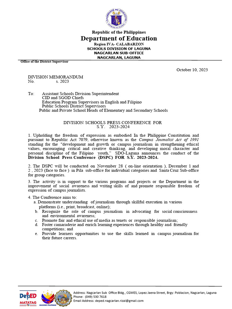 DSPC 2023-2024 Guidelines and Details | PDF | Social Science