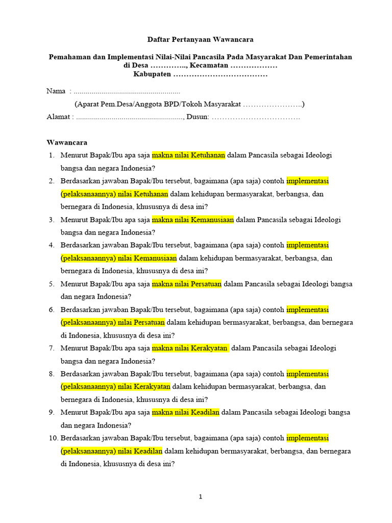 4-Instrumen Wawancara-Print Utk Responden | PDF