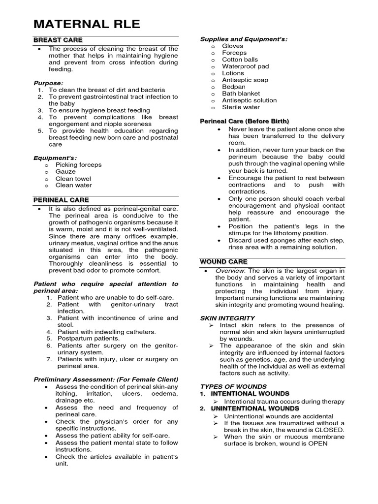 Maternal Rle Notes 1 | PDF
