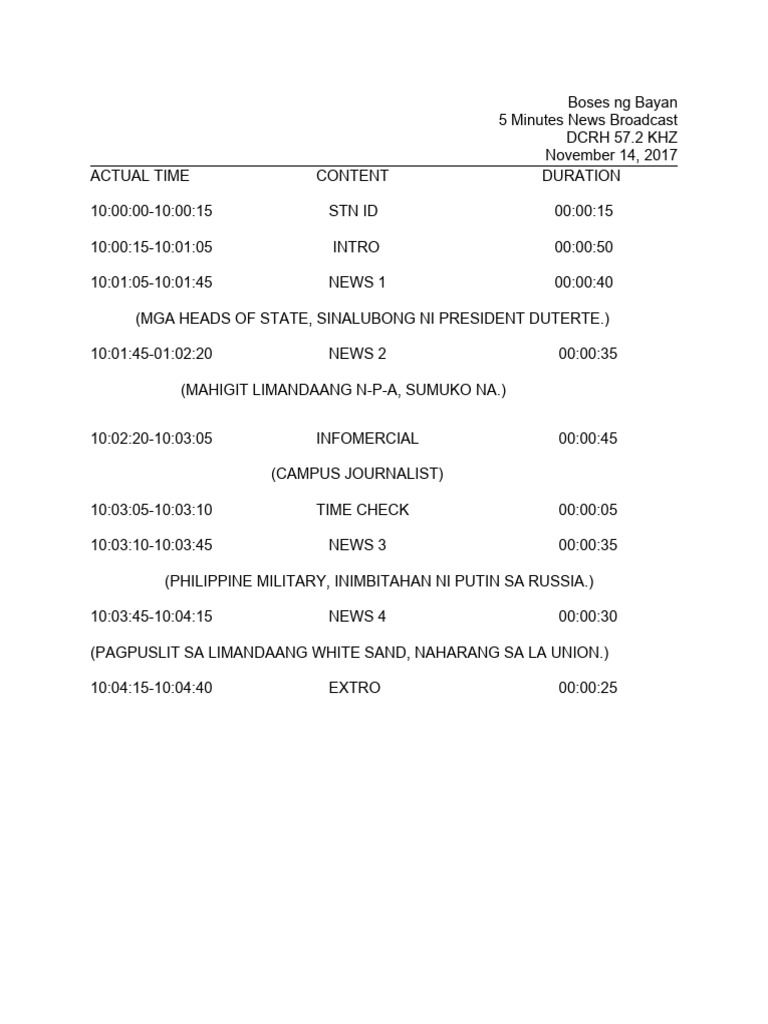 Radio Broadcasting Script Filipino | PDF