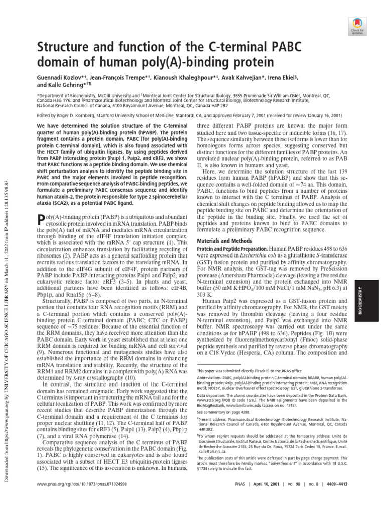 Pabc Structure Pnas | PDF | Science & Mathematics