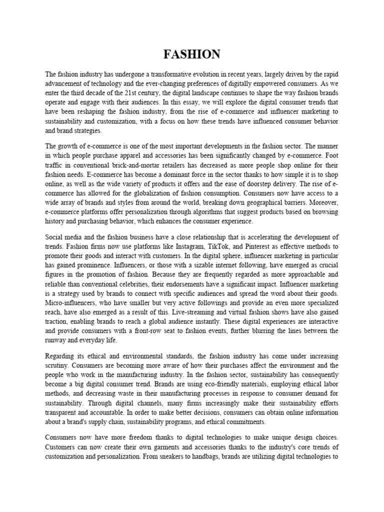 Digital Marketing Essay-2 | PDF | Fashion | E Commerce