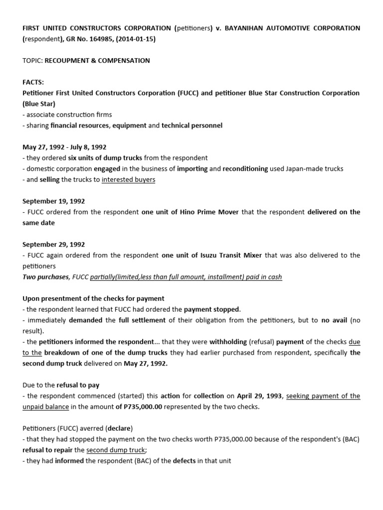 FUCC Vs BAC (Case Report) | PDF