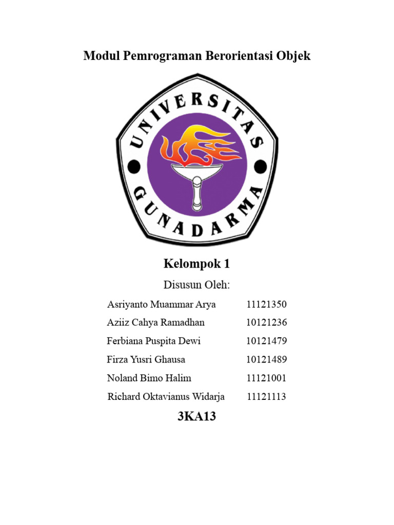Modul Pemrograman Berorientasi Objek Kelompok 1 | PDF