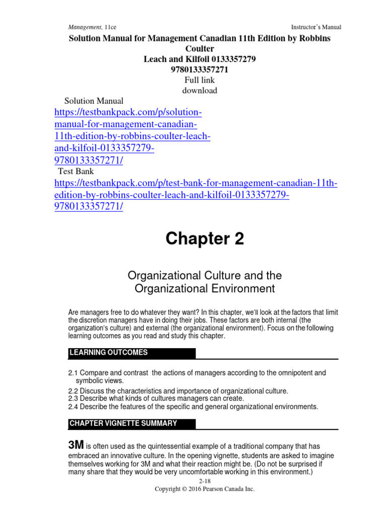 Solution Manual For Management Canadian 11th Edition by Robbins Coulter ...