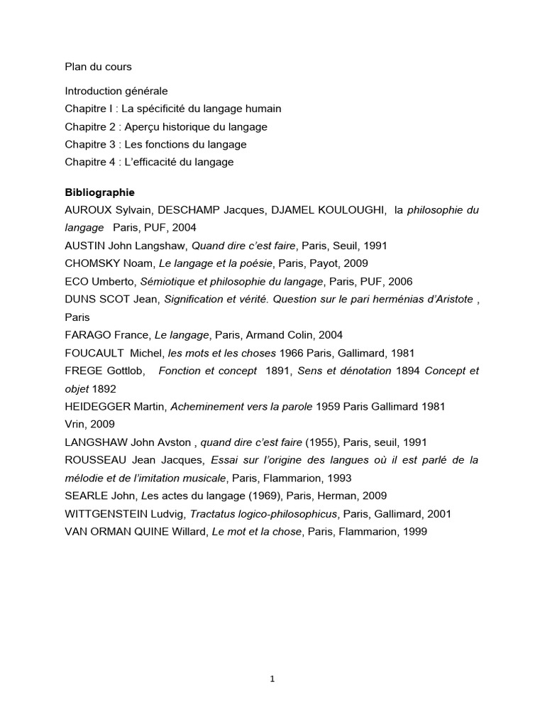 Cours de Philo Du Langage 2023 | PDF