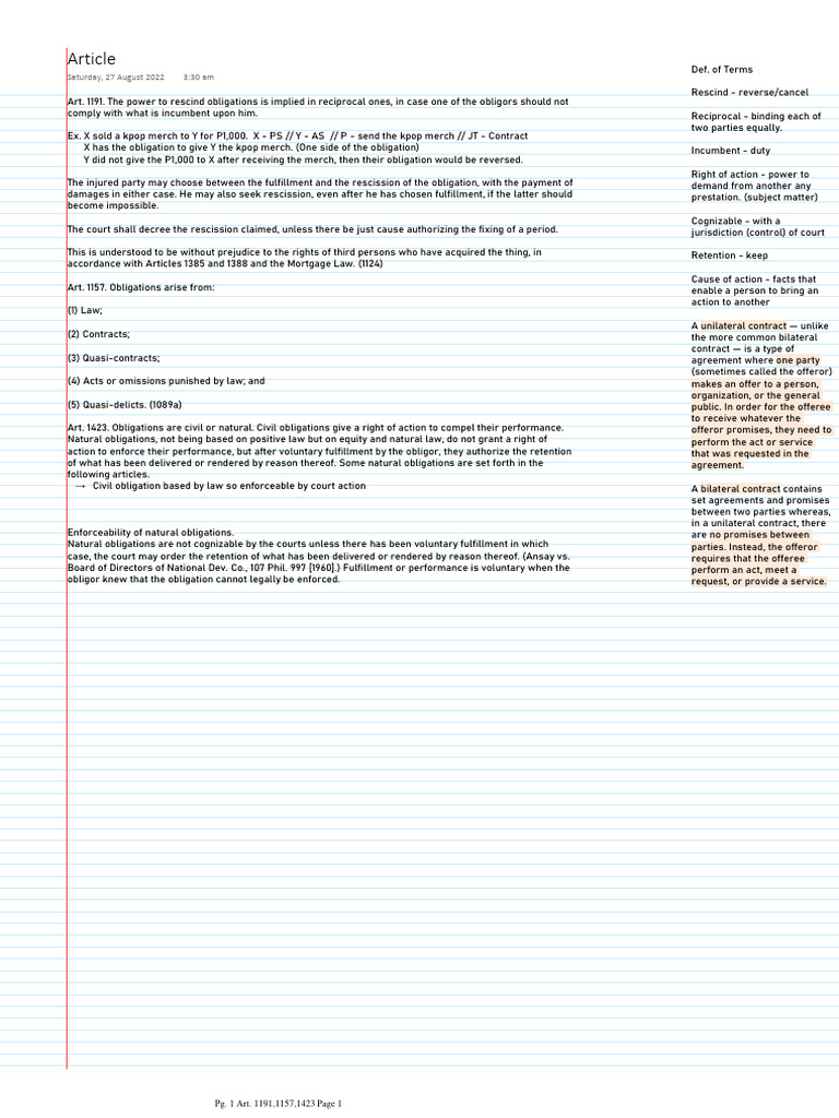 Article 1191 | PDF