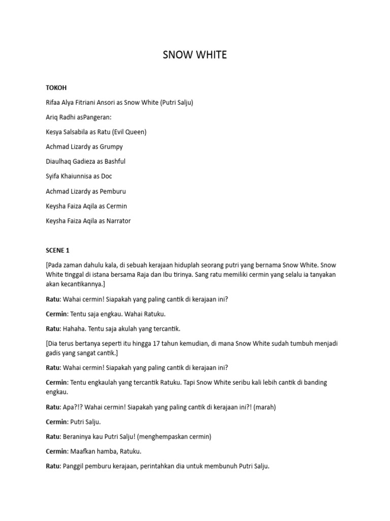 Drama Putri Salju dan Penyihir Tua | PDF