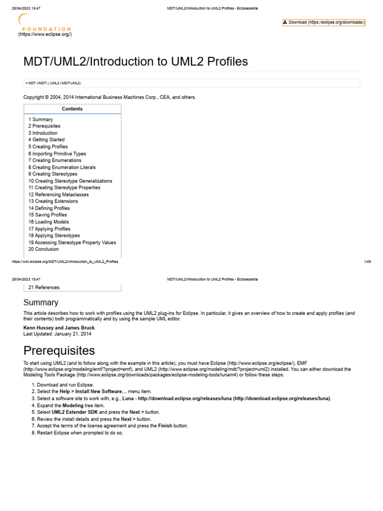 MDT - UML2 - Introduction To UML2 Profiles - Eclipsepedia | PDF | Computers